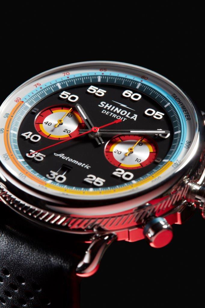 Flag drops on hotrod-inspired Shinola automatic chronograph