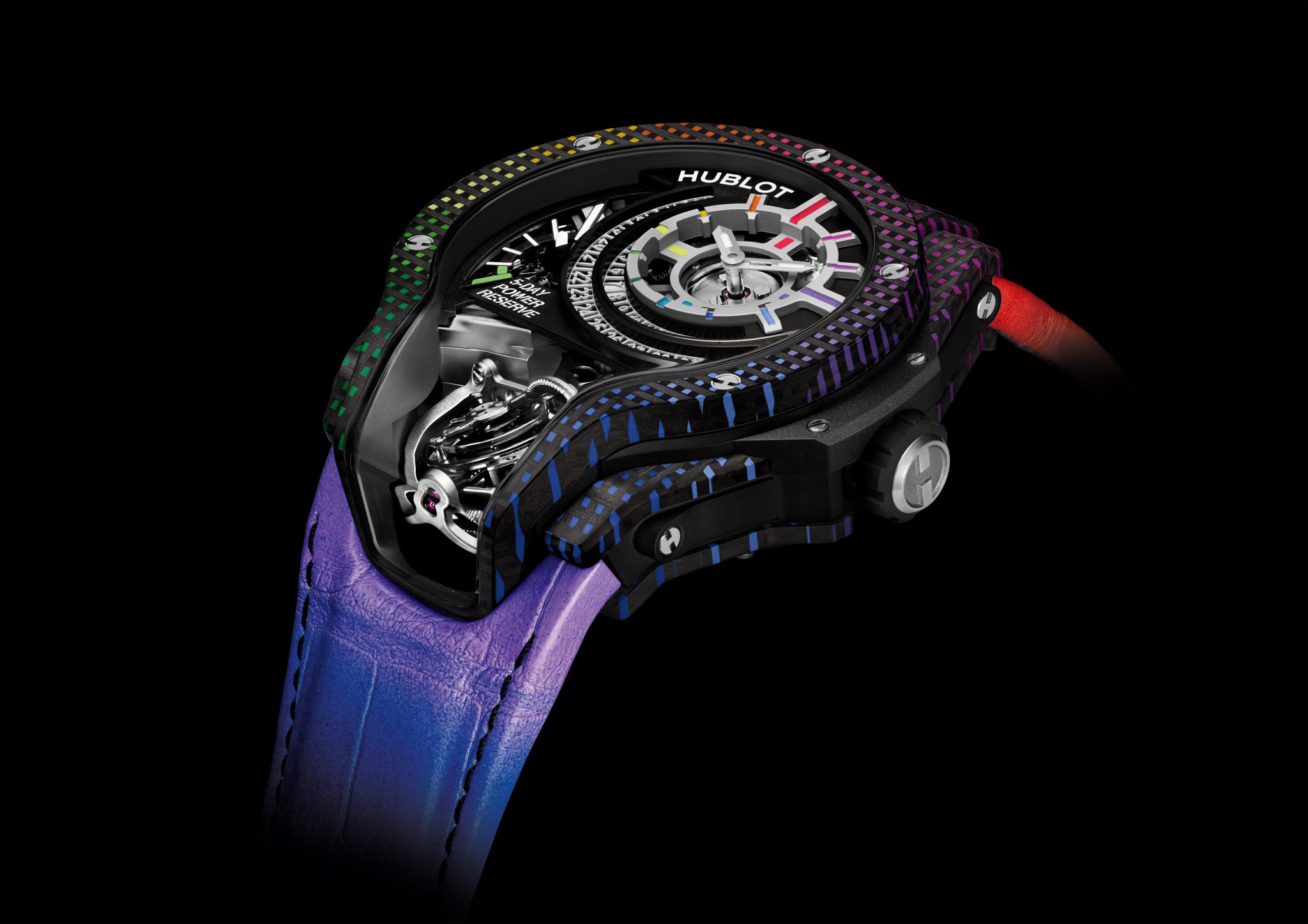 Hublot masters art of latticed carbon and composites for rainbow ...