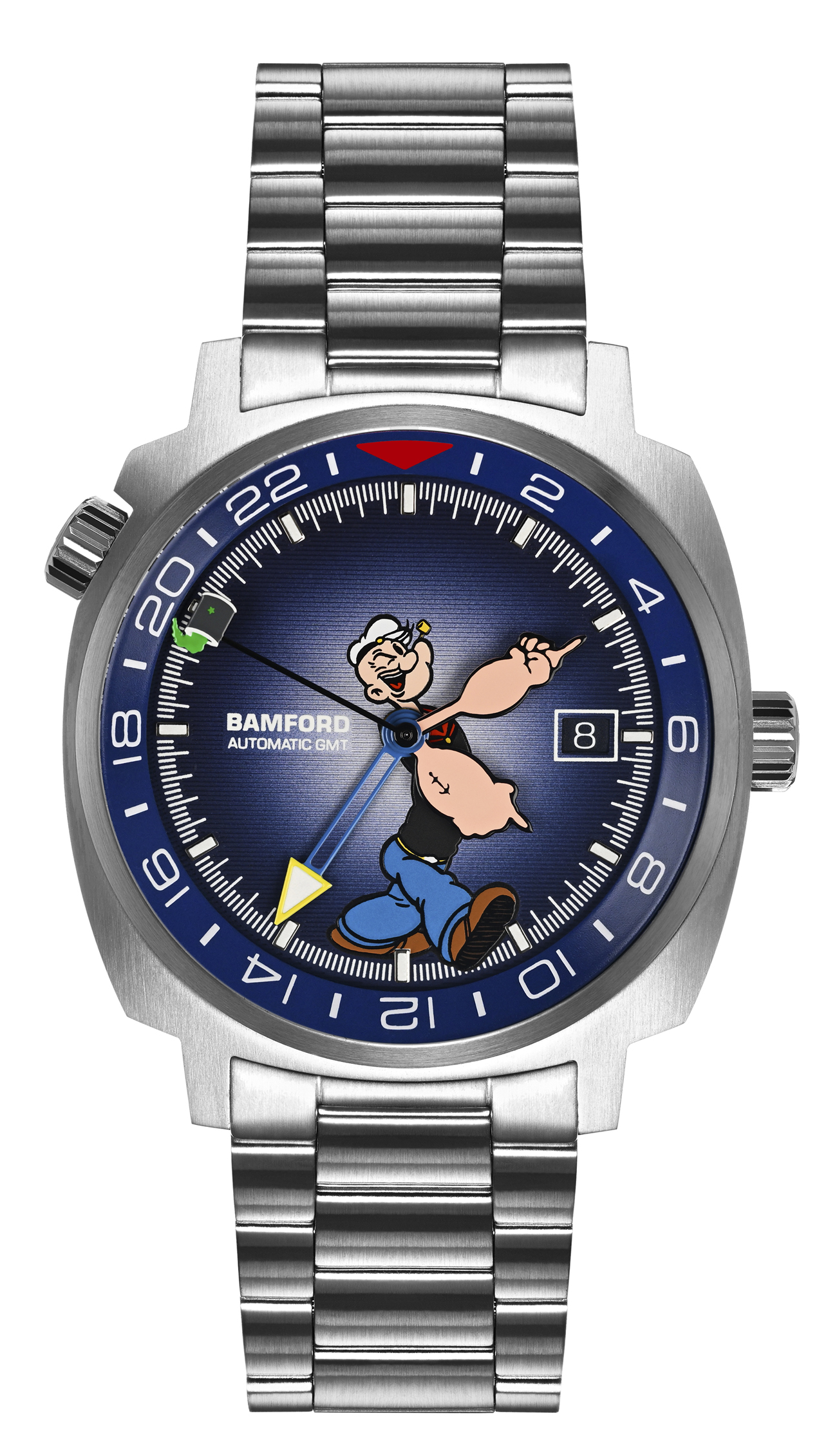 Popeye muscles onto dial of latest Bamford GMT watch - WATCHPRO USA