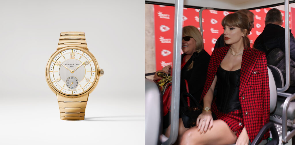 Taylor Swift wears Louis Vuitton Tambour to Kansas City Chiefs game ...