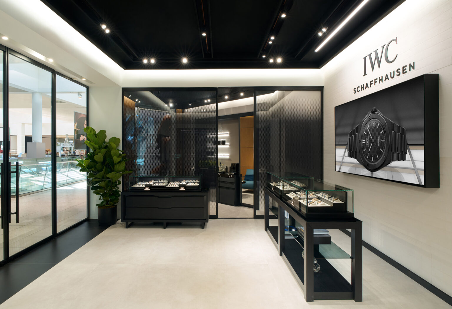 Monochrome minimalism at IWC's latest shopping mall store opening ...