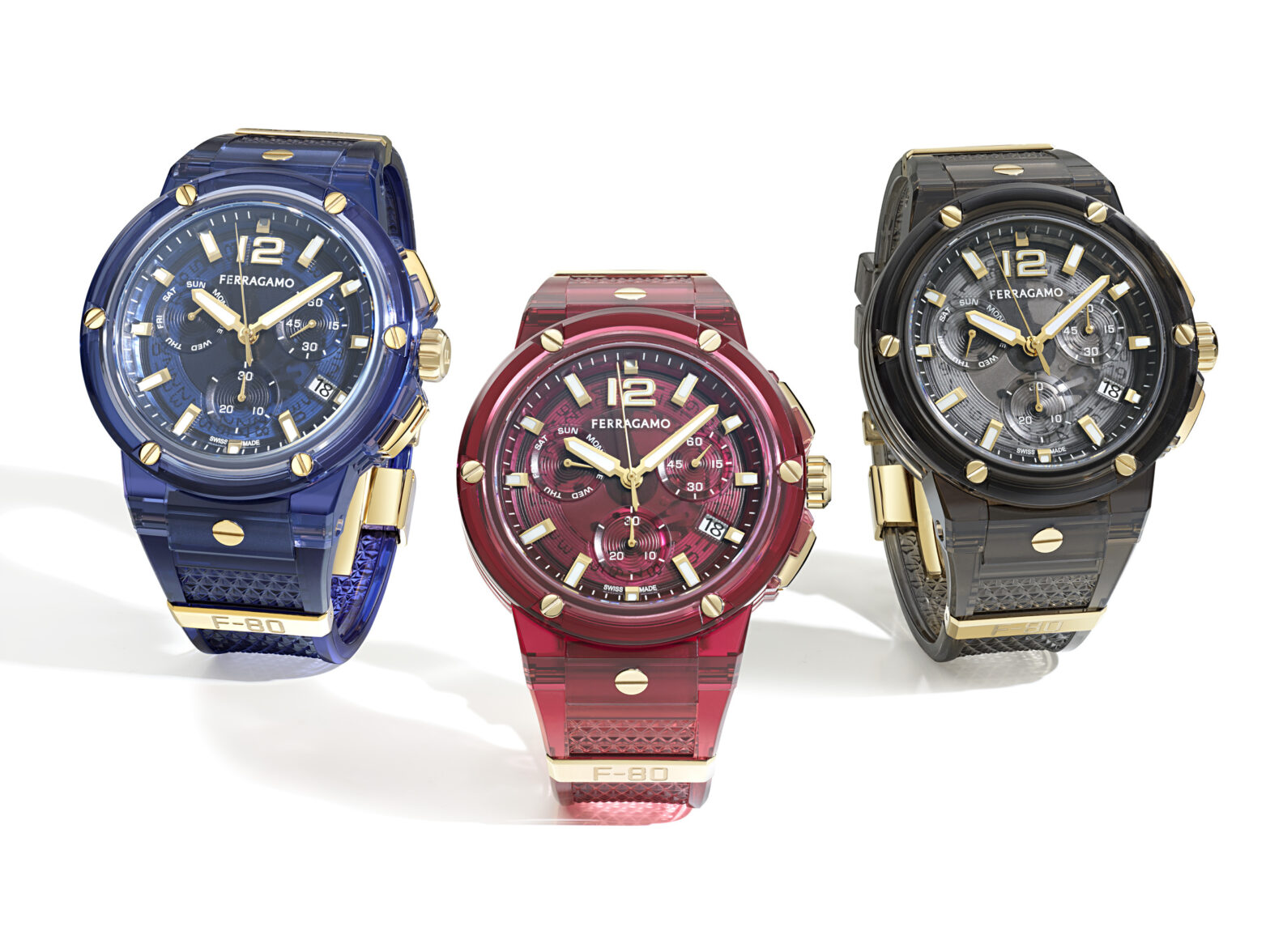 Ferragamo launches boldly masculine F-80 Translucent watch