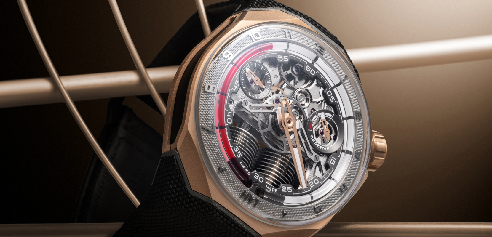 HYT Watches 5N gold titanium hydraulic watch release